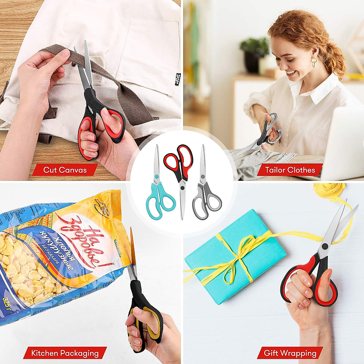 Scissors, Niutop 8" All Purpose Scissors Heavy Duty Ergonomic Comfort Grip Craft Shears Sharp Scissors for Office Home Household Sewing High/Middle School Students Teacher Art Craft DIY Supplies