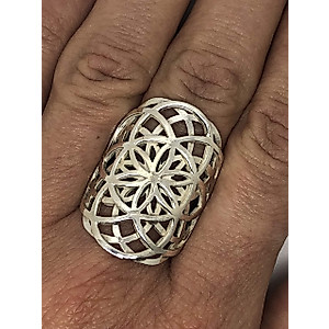 Dabble Big Seed of Life Ring Sterling Silver 925 Sizes Us 7 8 9 Sacred Geometry Flower of Life Yoga jewelry (9) (7)