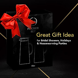 Richro Glass Pitcher With Lid and Spout Set of 2 - Heat Resistant Glass Carafe Pitcher With Stainless Steel Lid 50 oz Good For Coffee Juice Beverage Pitcher For Juice and Iced Tea Pitcher Water Carafe