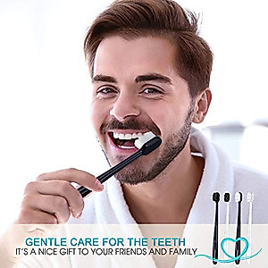 Patelai 20 Pieces Extra Soft Toothbrush Micro Nano Toothbrushes 20,000 Soft Bamboo Charcoal Bristles Toothbrush Soft Bristle for Fragile Teeth Oral Gum Recession, Black and White