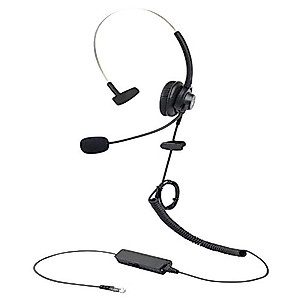Call Center Hands-Free RJ9 Headset Headphone Monaural Mic Mircrophone Noice Cancelling + Extra Cushions for Avaya Nortel Nt Yealink Ge Emerson Viop POE NEC Mitel Office Desktop IP Telephone Phone