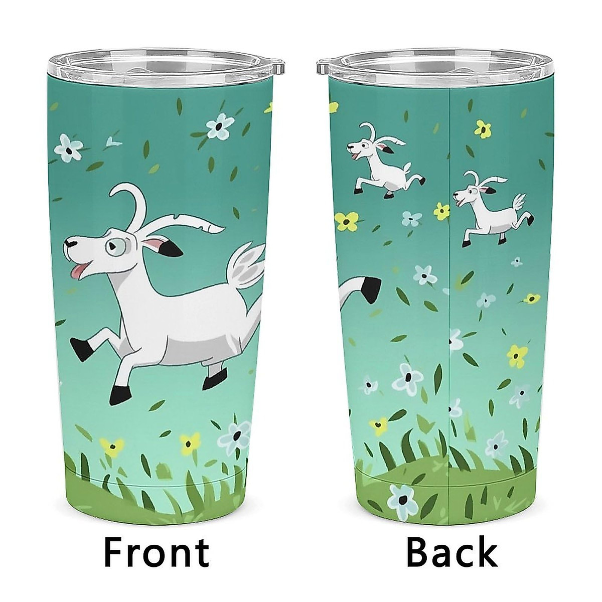 20 Oz Tumbler With Straw Leak Proof Thermos Cup, Goat Frolic Stainless Steel Insulated Travel Coffee Mug Fit for Car Cup Holder