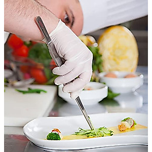 ENESTO Kitchen Tweezers Stainless Steel - Food Tweezers Set 12 inch, Fine Tweezer Tongs, Extra Long Tweezers 2 pcs, Professional Cooking Tweezers with Precision Serrated Tips Cooking Tongs