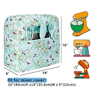 Kitchen Aid Mixer Cover Compatible with 6-8 Quarts Kitchen Aid/Hamilton Stand Mixer/Tilt Head & Bowl Lift Model,Bird Print Mixer Cover Pioneer Woman Kitchen Accessories,Kitchen Aid Mixer Accessories