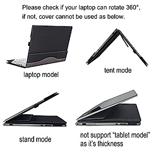 forubar Laptop Case Cover for Dell Inspiron 14 Plus 7430 7420 & Inspiron 14 Pro 5430 5420 7425 5425 [Not Other Models] Notebook Sleeve Computer Bag Protective PU Leather Shell (black)