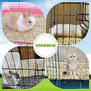 Hiflora Rabbit Grass Mats 6 Pack Bunny Bed Rabbit Toys Easy for Burrowing Natural Grass Scent Bunny Toys for Rabbits Indoor, Guinea Pig, Hamster, Hedgehog Comfortable and Cozy Environment