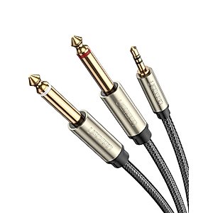 UGREEN 1/8 to 1/4 Stereo Cable 3.5mm TRS to Dual 6.35mm 1/4 TS Mono Y Splitter Audio Cord Adapter Compatible with iPhone, PC, Computer Sound Card, Mixer, Multimedia Speaker, Home Stereo System 16FT