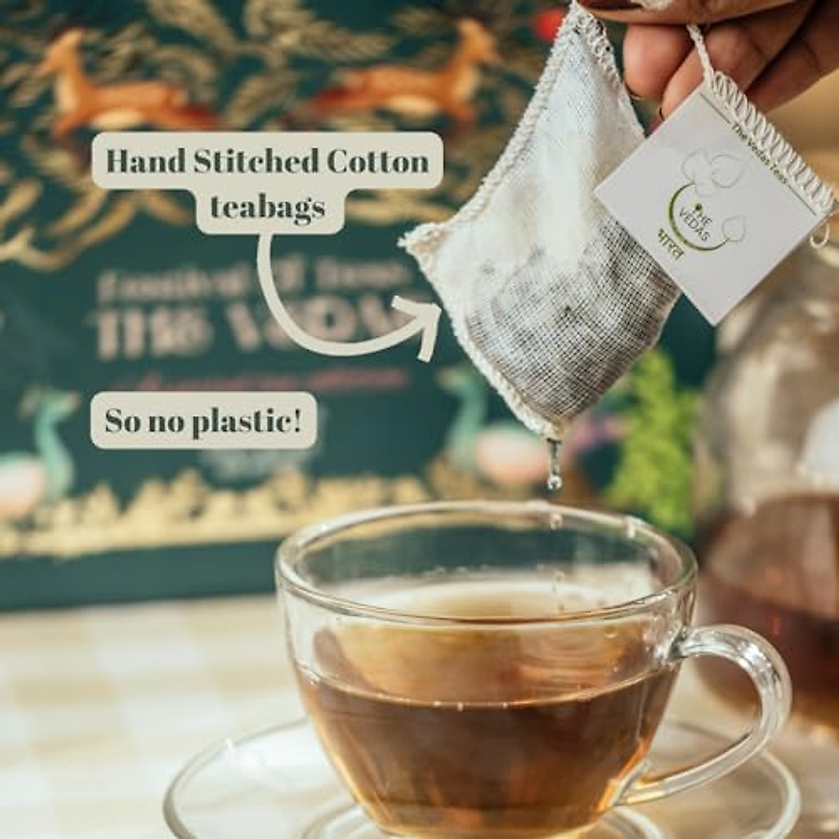 The Vedas Book Of Tea Gift Set | Assorted Tea Bags Gift Box | 12 Exotic Herbal Tea Blends | 4 Units of Each Variety, Net 48 | Best for Corporate Gifting | Tea Gift Hamper