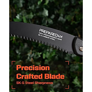 Portable Survival Folding Hand Saw - 11'' Steel Blade, Camping Saw, Heavy Duty & Lightweight w/Non-Slip Handle & Hand Guard - Compact Pocket-Sized Pruning Saw for Outdoor, Camp, Garden, Tree Pruning