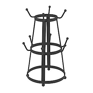 Spectrum Diversified Stripe 10 Holder Bold Kitchen Countertop Mug Tree, Mug & Teacup Rack Bar & Kitchen, Coffee Corner Cup Storage, Black