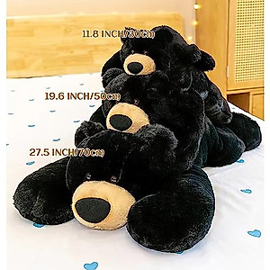 GHTMONY Black Bear Stuffed Animals, Bear Plushies Stuffed Animal Throw Pillows, Cute Plush Toy Body Pillow Gifts for Boy Girl Kids and Adults