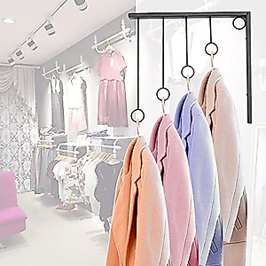 KERNORV Wall Clothing Rack, Wall Garment Racks 5 Rings Hanging Clothing Garment Rack (Set of 3, Black)