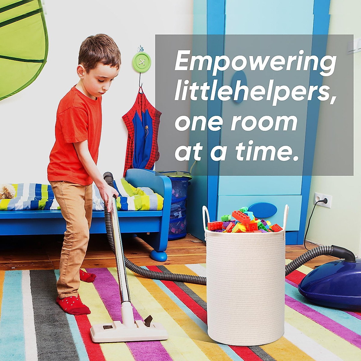 HuggableZest Large Hamper Storage Basket - Comprehensive Storage for Blankets, Toys, Books, Baby Gear, Laundry, Comforter Cushions, Pillows, Towels, Shoes, 15x15x20 inch,Tall, Off White