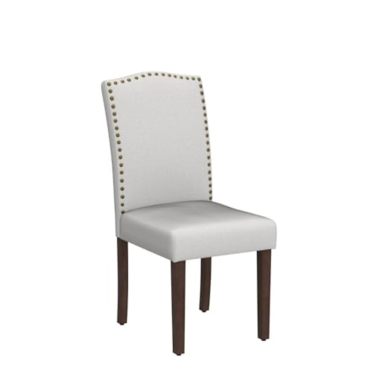 Sweetcrispy, Modern Upholstered Fabric Dining Nailhead Back and Wood Legs, Mid-Century Accent Side Chair for Living Room, Bedroom, Kitchen, Set of 4, Grey