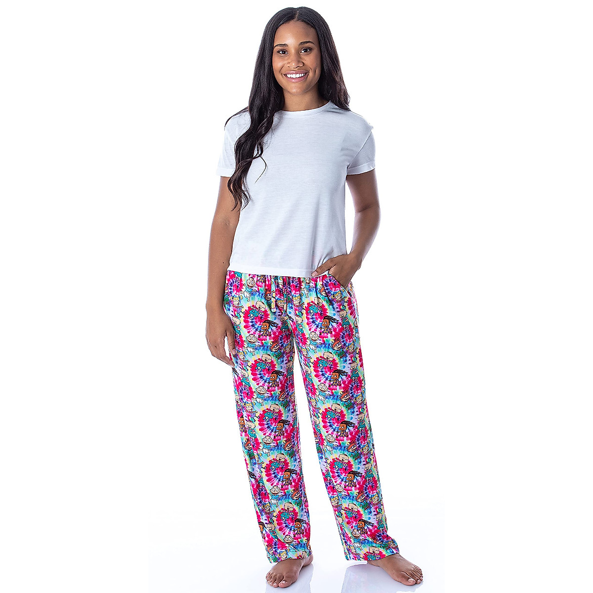 Nickelodeon Womens' Rugrats Cartoon Character Spiral Tie Dye Pajama Pants (S) Multi