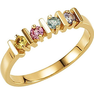 Family Mothers Ring 2 to 6 Birthstones 10k Yellow or White Gold