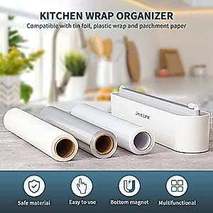 Refillable Magnetic Plastic Wrap Dispenser with Slide Cutter - Reusable Plastic Wrap Dispenser with 12" X 328' Roll of BPA Free Cling Film