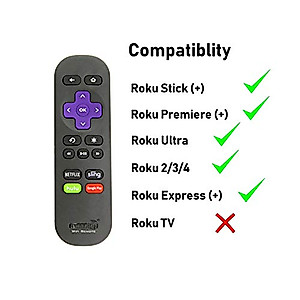 Amaz247 Wi-Fi Remote for Roku Streaming Stick (3500r, 3500rw, 3600, 3800, 3810), Roku 3 (4200r), Roku 2 (2720r),Roku Ultra, Roku Premiere, Roku Express (3900X), Roku Express+