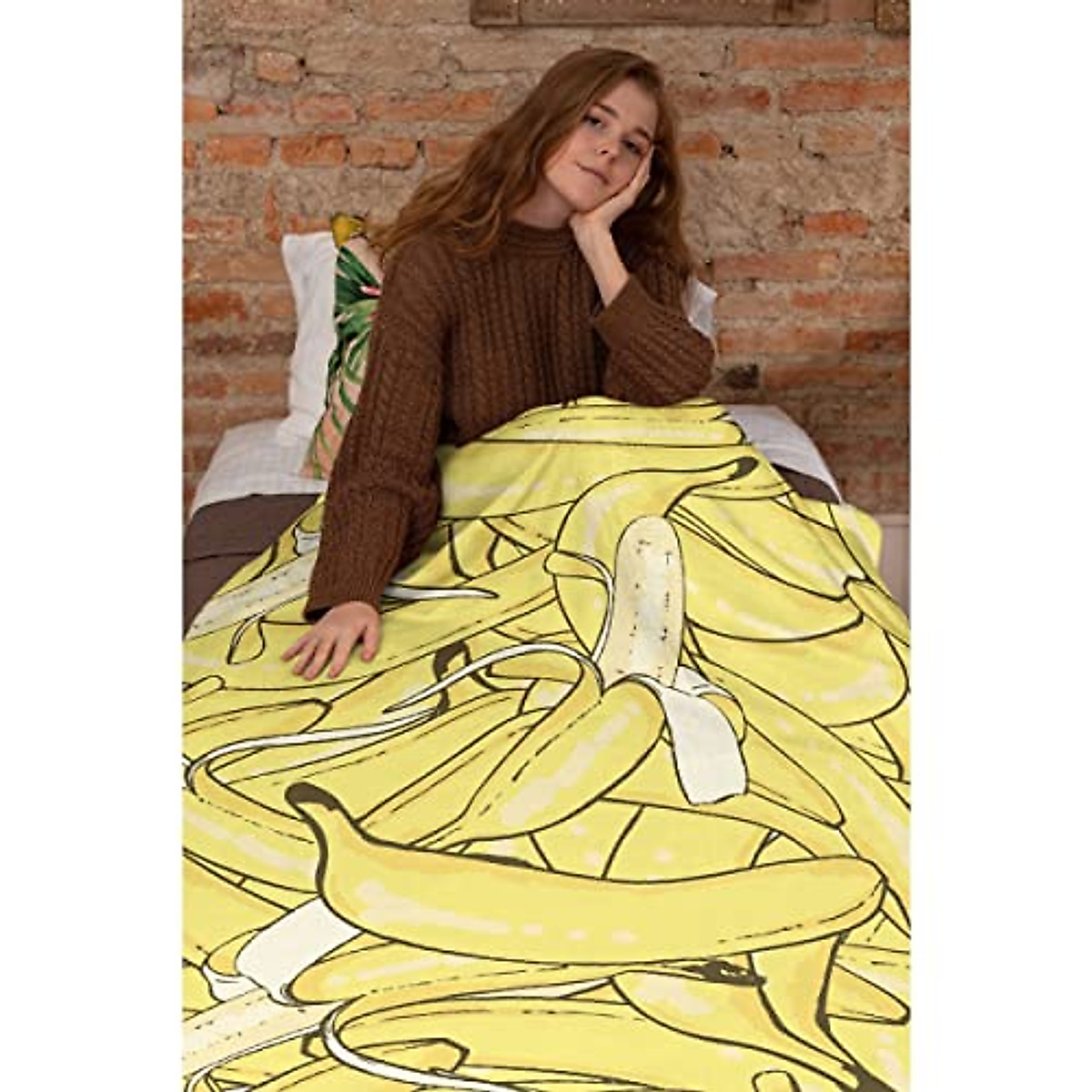 Banana Blanket Gift Soft Flannel Art Print Design Sofa Bed Practical Portable Adults Children Universal S 40 * 50 in for Kids/Child