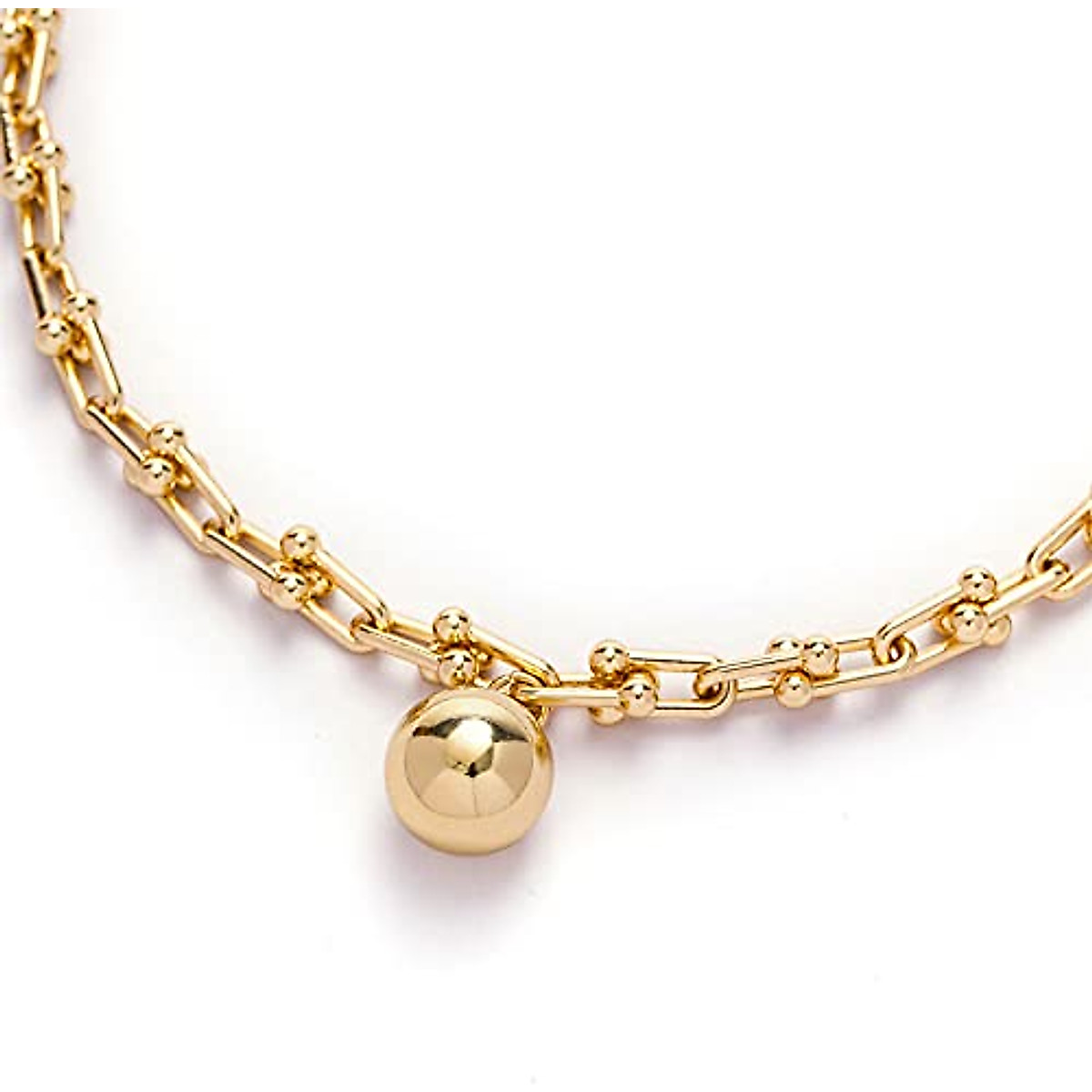 FAY & LOUIS Chunky Gold Chain Big Link Necklaces for Women 14K Gold Plated Paperclip U Shape Link Chain Choker Paper Clip Trendy Pendant Cute Jewelry Collares De Mujer De Moda