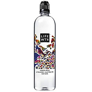 LIFEWTR Premium Purified Water, pH Balanced with Electrolytes, 100% recycled plastic bottles, 23.7 Fl Oz Flip Cap Bottles, 700 mL (Pack of 12)