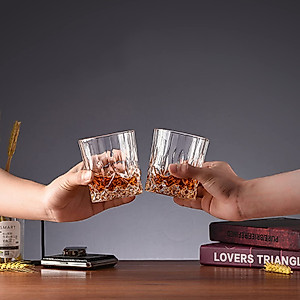 TOUWMX Crystal Whiskey Glasses Set of 8, 11 OZ Old Fashioned Whiskey Glasses, Bourbon Cocktail Rocks Glasses, Bar Style Glassware for Cocktail Bourbon Lovers Rum Glasses Bar Bourbon Gifts For Men