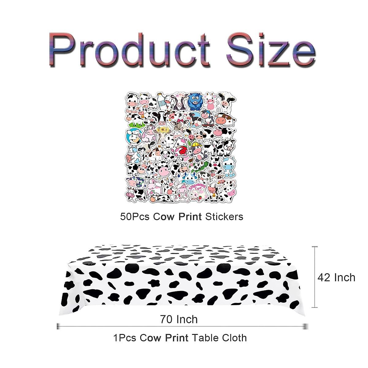 BenTin 93Pcs Cow Birthday Party Decoration, Cow Print Party Supplies, Farm Animal Happy Birthday Party Supplies, Include Cow Print Banner, Cake Topper, Balloons, Sticker, Table Cloth, For Cow Theme