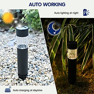 KelvinLux Solar Pathway Lights Outdoor, 12 Pack Waterproof Stainless Steel LED Solar Stake Lights, Garden Landscape Lighting for Walkway, Driveway, Garden, Yard, Lawn, Patio Decor, Warm White