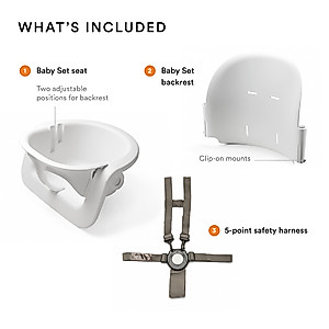 Stokke Steps Baby Set, Black - Transform Stokke Steps Into Comfortable High Chair - Suitable for Baby from 6 Months - Includes 5-Point Safety Harness - Tool Free, Adjustable & Ergonomic