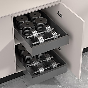 Laloton Pull Out Cabinet Organizer, Cabinet Pull Out Shelves 11.8" W x 16.9" D, Pull Out Drawers for Cabinets, Heavy Slide Drawers Fixed with Adhesive Nano Film Fixed, for Kitchen, Bathroom (Grey)