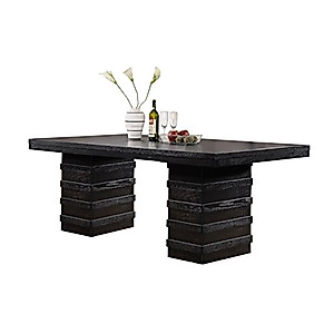 KB Designs - Rectangle Pedestal Wood Dining Room Table, 71 Inch, Cappuccino