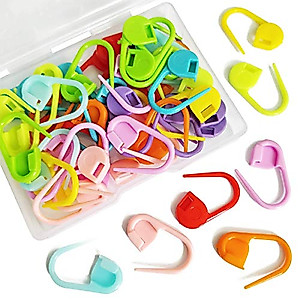 50 Pieces Colorful Knitting Markers Crochet Clips Crochet Pins Bulk Stitch Markers Locking Stitch Knitting Place Markers DIY Craft Plastic Safety Pins Weave Stitch Needle Clip Counter(10 Colors)