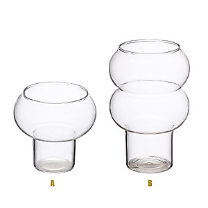 MISNODE 2 Pack Ribbed Drinking Large-Capacity Glasses Glass Cup Creative Glassware Heat-resistant Drinking Glasses Cocktail Glasses, Use for Tableware Flower Receptacle Dessert Cup