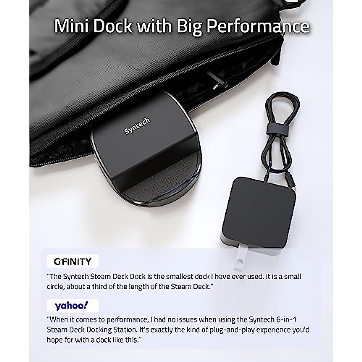 Syntech Mini Dock Perfect Compatibility with Steam Deck and ROG Ally, 6-in-1 Docking Station Featuring HDMI 2.0 4K@60Hz, Gigabit Ethernet, 3 x USB 3.0, PD Charging Doc, Enhanced Stability Round Stand