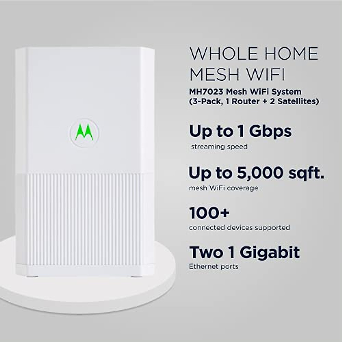Motorola MH7023 | WiFi Mesh System (3-Pack) | Replaces Router + Extender | Easy Setup, Network Protection, Parental Controls | AC2200 WiFi Speed | up to 5000 sq ft
