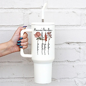 Personalized Birth Month Flower with Kid's Names 40oz Mom Tumbler, Mother's Day Unique Gift 2025, Gift for Grandma, Mother's Tumbler Custom Colors, Personalized Mom Gifts 1