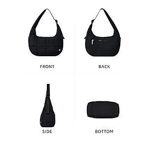 WESTBRONCO Small Puffer Crescent Shoulder Bag for Women, Nylon Quilted Shoulder Purses, Puffy Handbags with Adjustable Strap