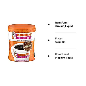 Dunkin' Donuts Original Ground Coffee, 45 oz - Makes up to 150 6 fl oz cups, 2 Pack