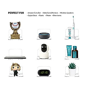 OAPRIRE Acrylic Floating Wall Shelves Set of 3 for Security Cameras, Baby Monitors, Speakers - Universal Small Wall Shelf with Cable Clips, 10-Piece Strong Tapes, No Drill (Clear)