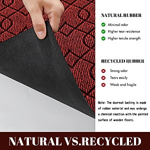 Yimobra Front Door Mats, Heavy Duty Water Absorbent Mud Resistant Easy Clean Entry Outdoor Indoor Rugs,Non Slip Backing, Exterior Mats for Outside Patio Porch Farmhouse, 29.5 x 17, Red