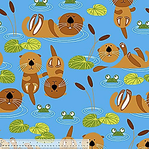 Otters Anti-Pill No-Sew Throw Fleece Fabric Kit (72x60)