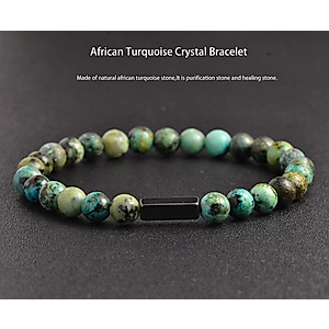 YJJelt Healing Crystal for Women Men 6mm Natural African Turquoise Stone Beads Stretch Bracelets Beaded Bracelets Bracelet for Women Men Jewelry Gifts