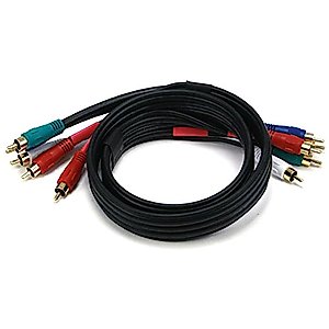 Monoprice 3ft 22AWG 5-RCA Component Video/Audio Coaxial Cable (RG-59/U) - Black