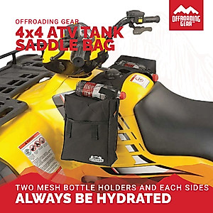 Offroading Gear 4x4 Waterproof Rear and Front Tank-Top Saddle Bag| With Two Compartments| Great for ATV| UTV| Snow Mobile| Quad Bike| Motorcycle| Etc. | Black