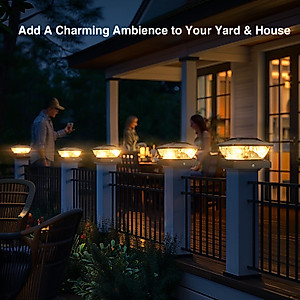 Solar Post Cap Lights Outdoor - 8 Pack 2 Modes Solar Fence Post Lights for 4x4 4.5x4.5 5x5 Wooden Vinyl Posts, Waterproof Solar Powered Deck Lights for Front Porch Patio Decor, Warm White & Cool White