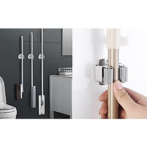 JAMEND CLXP 3PCS Broom and Mop Holder, Heavy Duty Garden Tool Organizer Rack Rake and Shovel Handle, Stainless Steel Mop Hanger. Wall Mounted with Screws. Matte Black…