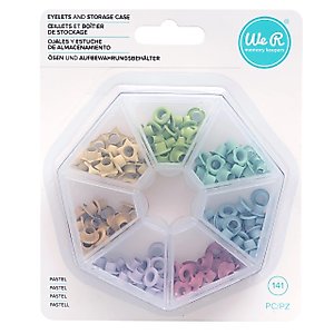 We R Memory Keepers Storage Crop-A-Dile-Eyelets and Case-Pastel (141 Pieces)