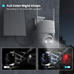 TWUFY Wireless, 360°PTZ Solar Outdoor Security Cameras with Pan 355° Tilt 120°, 15000mAh Battery, 1080P Night Vision,PIR Motion Detection, 2-Way Audio, IP65