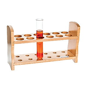 EISCO Wooden Test Tube Rack - Accommodates 12 Tubes, up to 28mm - 10.25" Wide - Premium Polished Beech Wood Construction