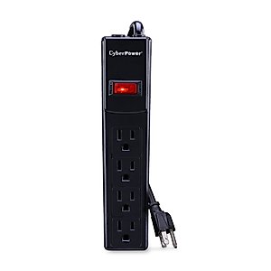 CyberPower CSB404 Essential Surge Protector, 450J/125V, 4 Outlets, 4ft Power Cord, Black